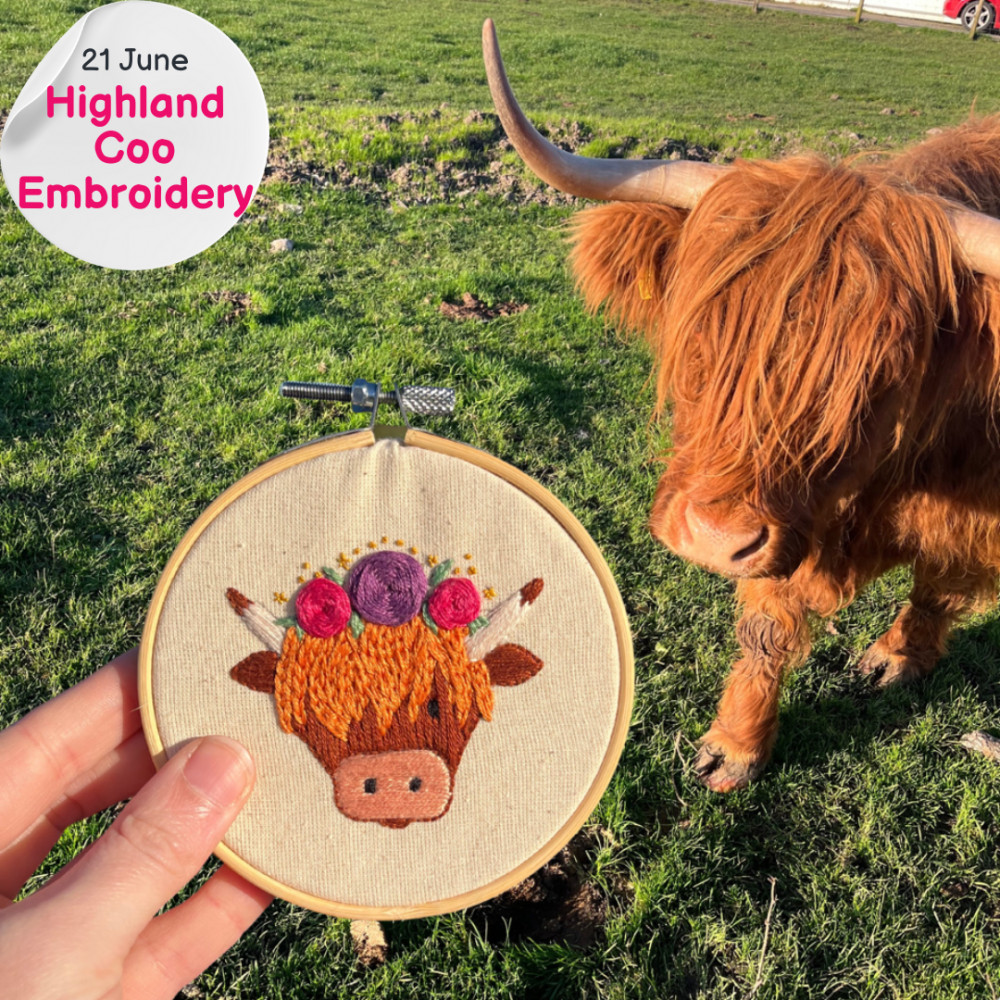 Highland Cow Embroidery Workshop | Arts & Crafts | News | Congleton Nub ...