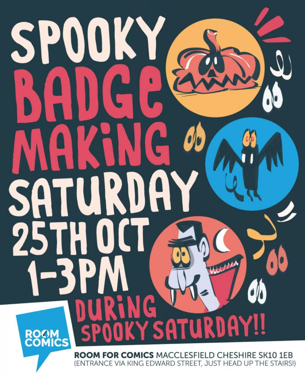 Drop-in SPOOKy BADGE MAKING at Room for comics! | Arts & Crafts | News ...
