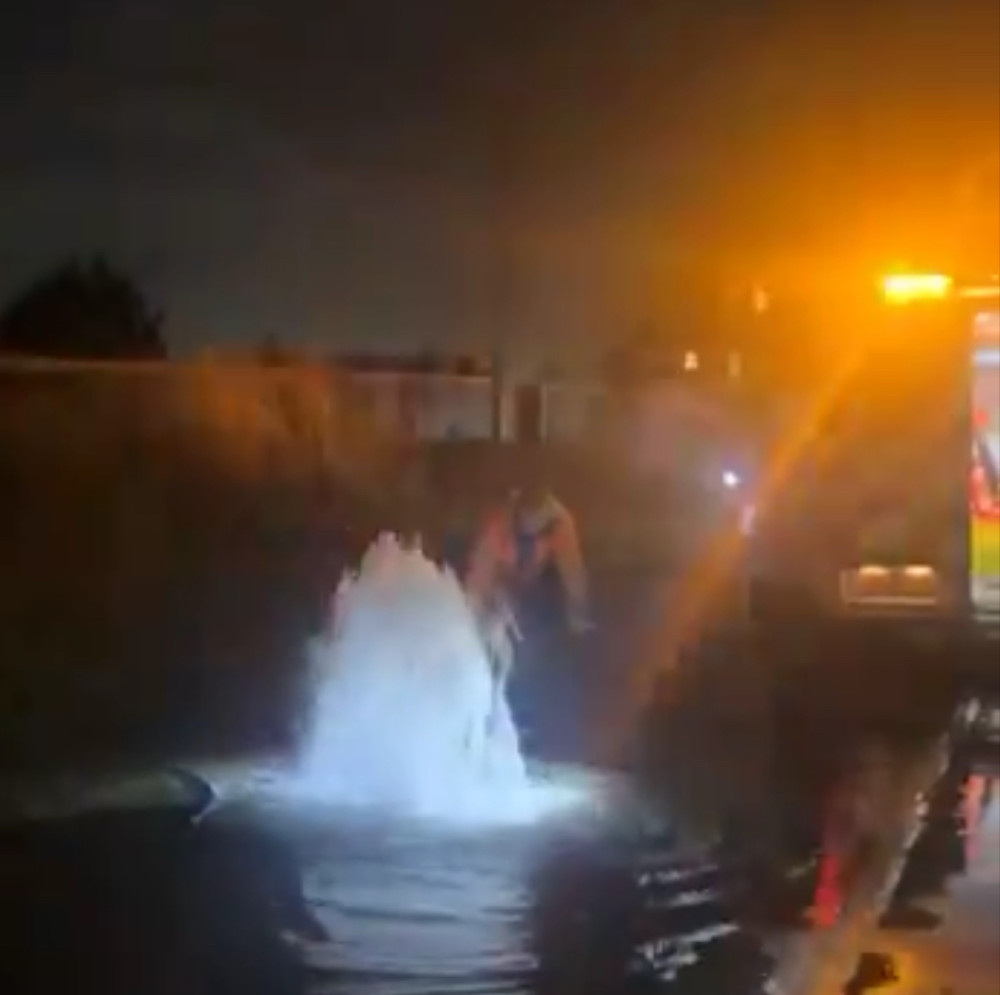 Water burst that provided a fountain for Tilbury was caused by vandals' action on fire hydrant ...